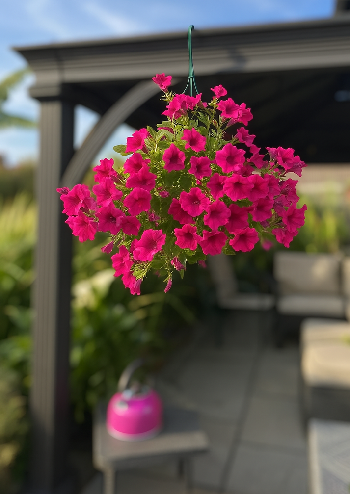 Petunia Hot Pink Hanging Basket – Rowans Secret Garden